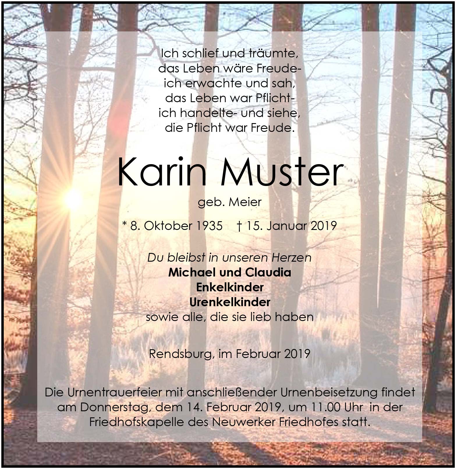 Traueranzeigen - Spoida Bestattungen